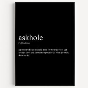 Askhole Definition Print - Etsy