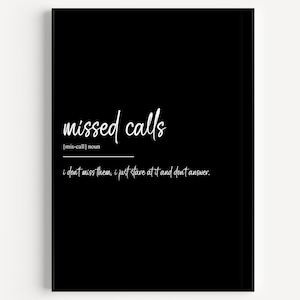Missed Calls Definition Print - Etsy