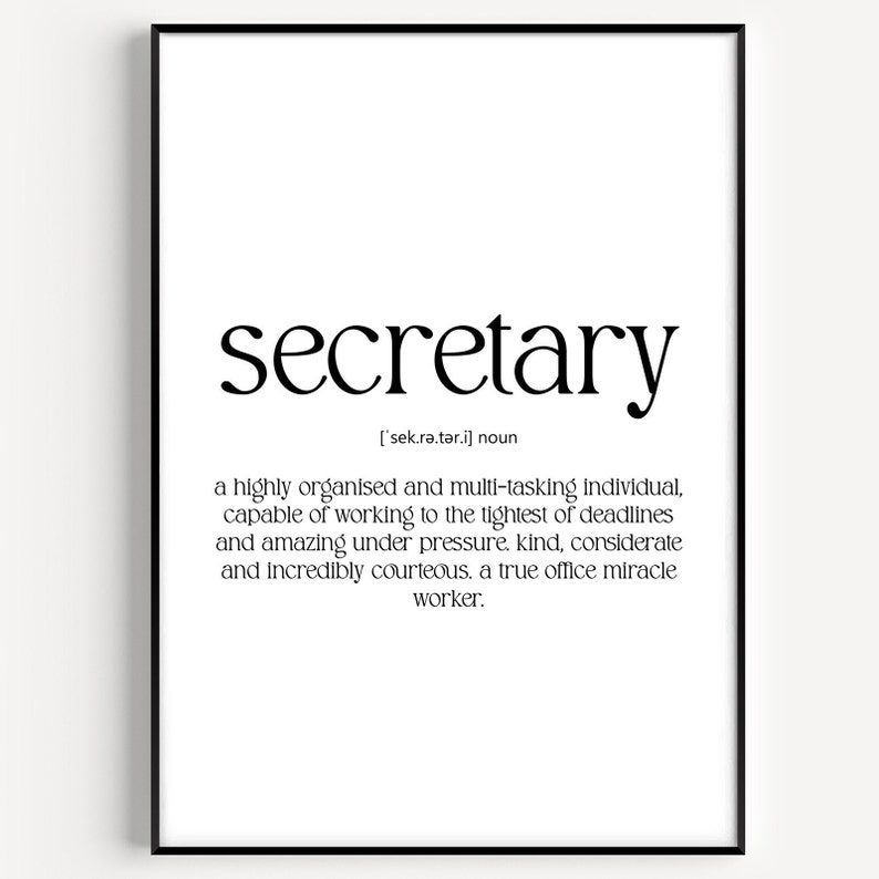 Secretary Definition Print - Etsy