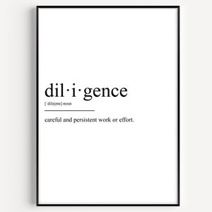 Diligence Definition Print - Etsy