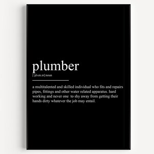 Plumber Definition Print - Etsy