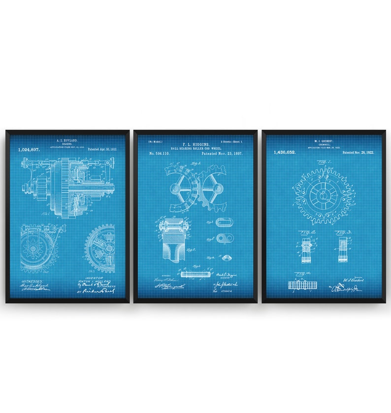 Gear Cog Set of 3 Patent Print Gearing Wall Art Poster - Etsy UK