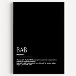 Bab Definition Print - Etsy UK
