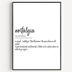 Nostalgia Definition Print - Etsy