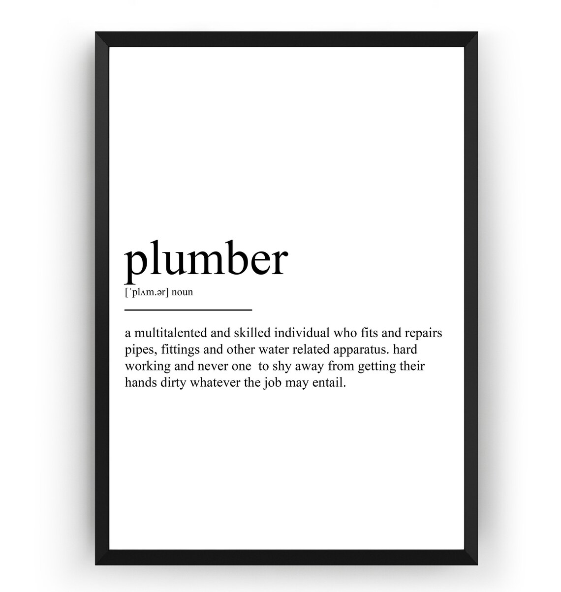 Plumber Definition Print - Etsy