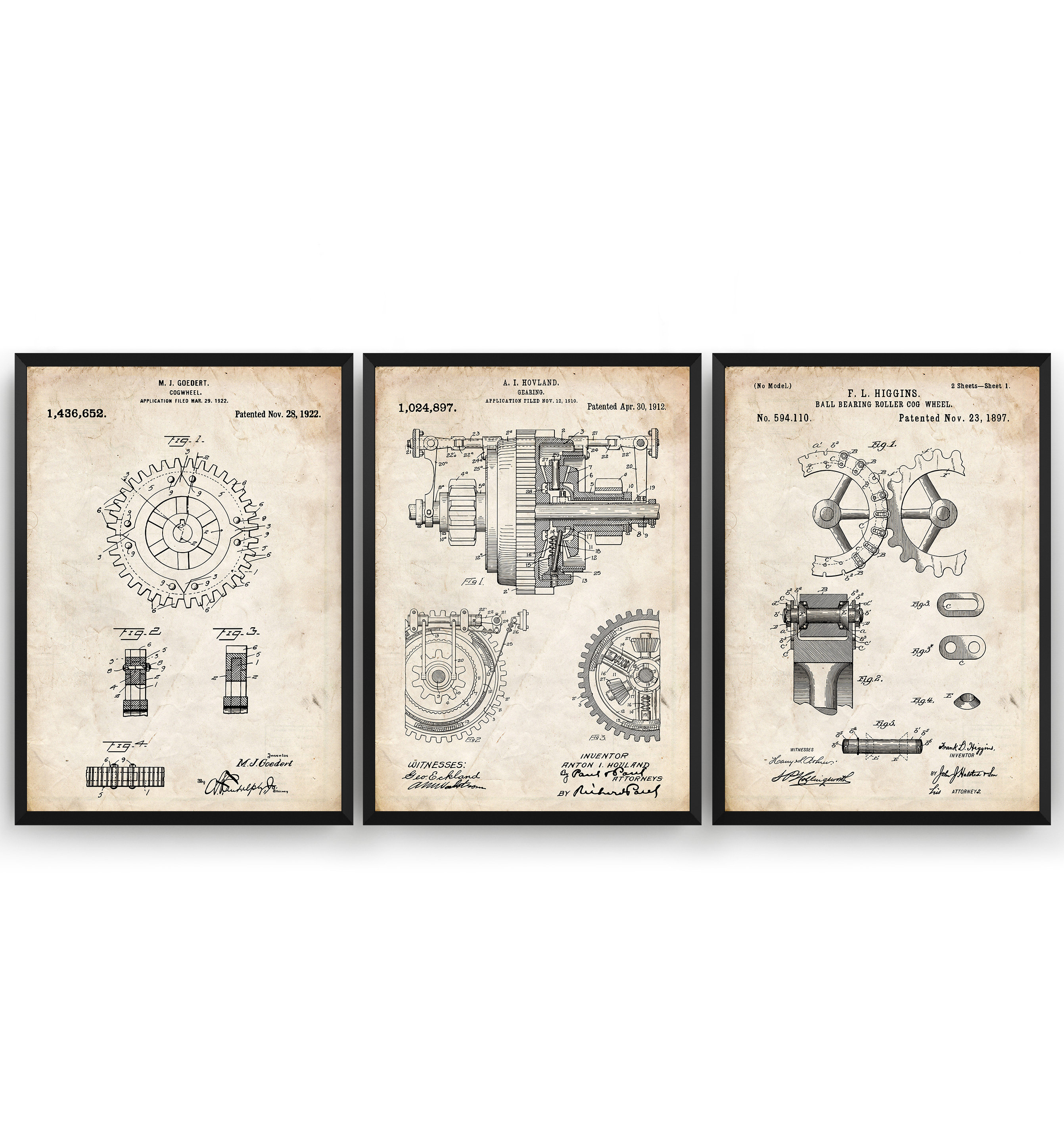 Gear Cog Set of 3 Patent Print Gearing Wall Art Poster - Etsy UK