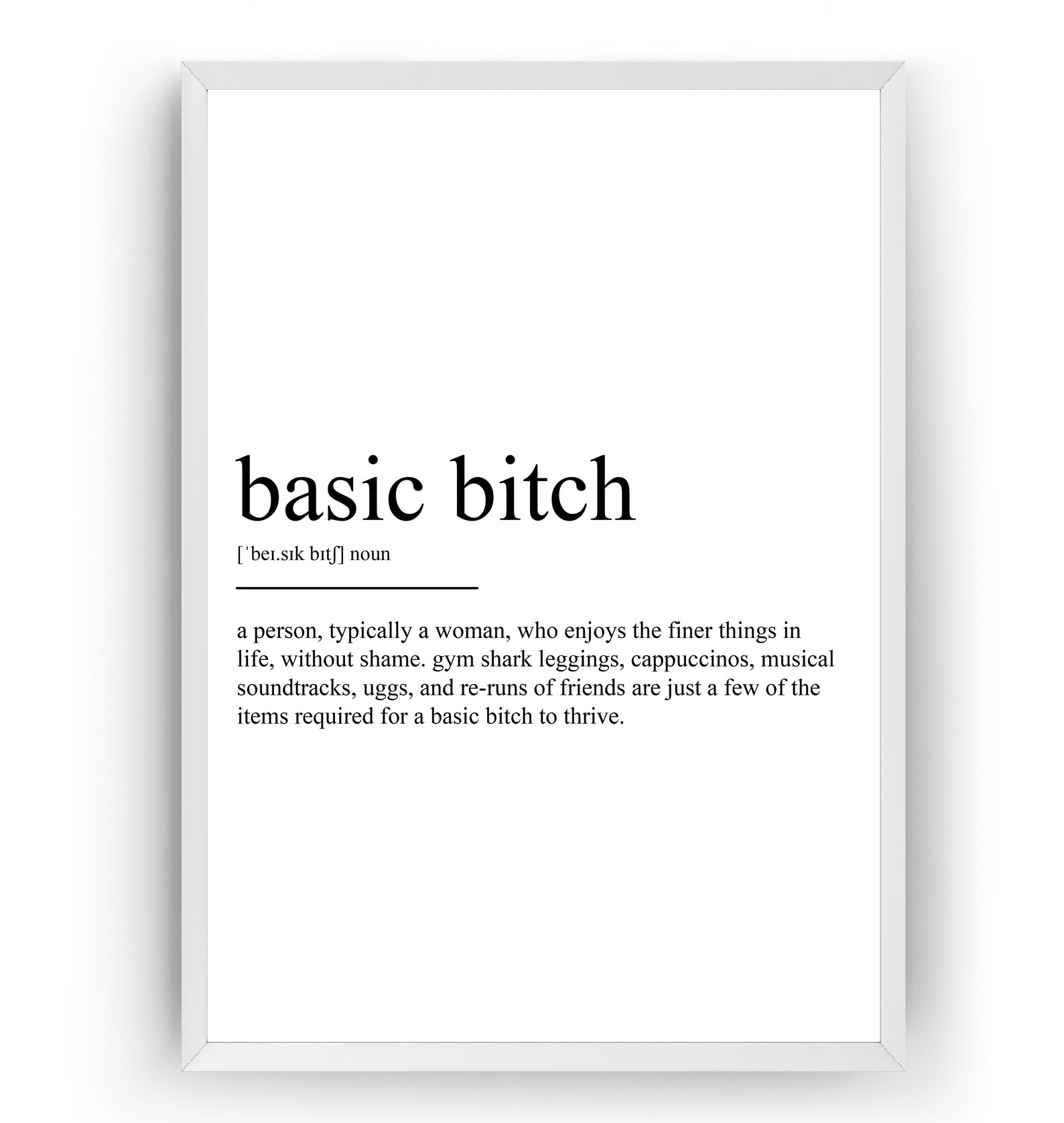 Basic Bitch Definition Print | Etsy