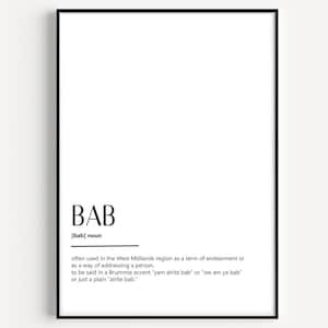 Bab Definition Print - Etsy UK