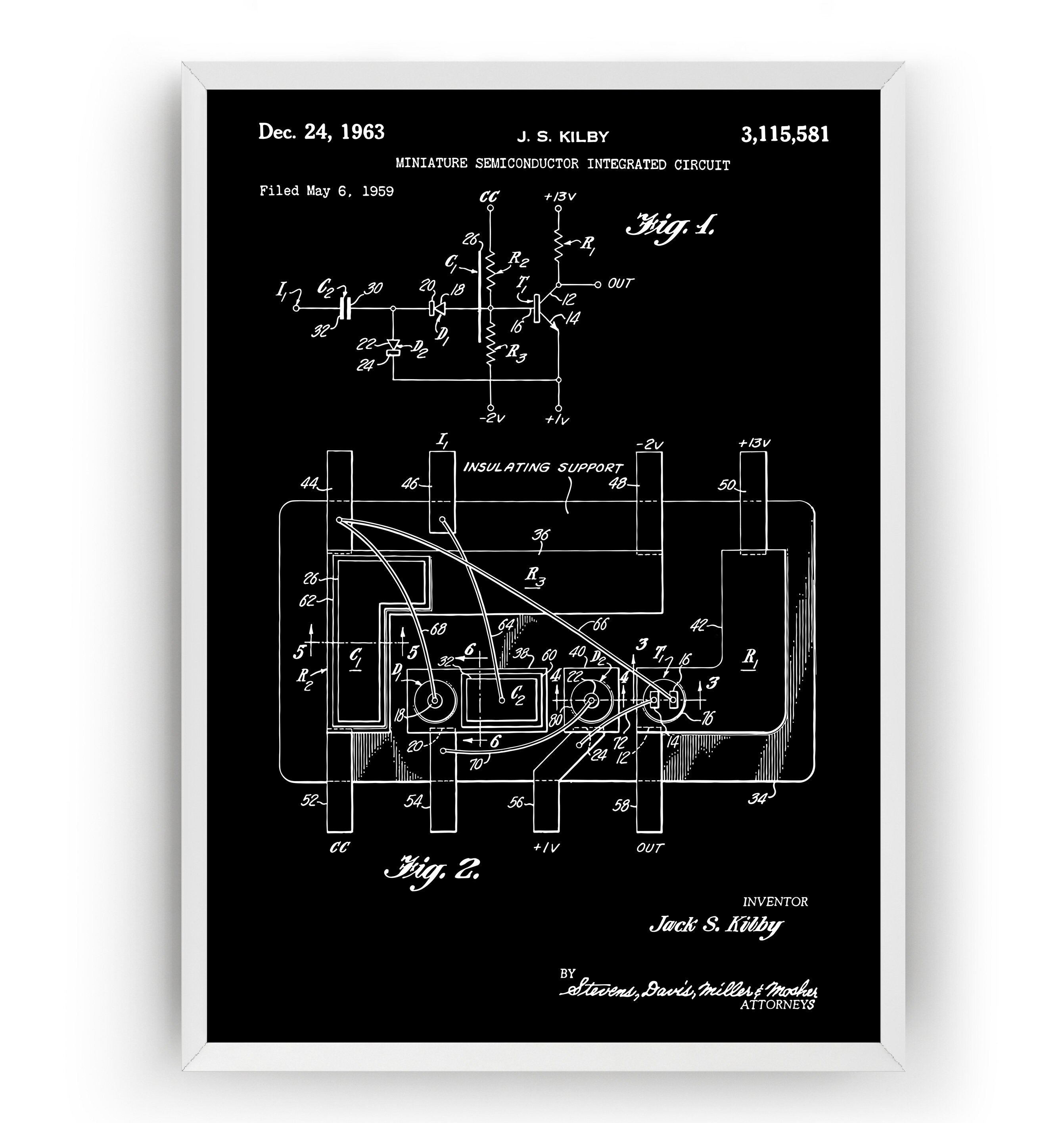 First Integrated Circuit 1963 Patent Print Wall Art Poster - Etsy UK