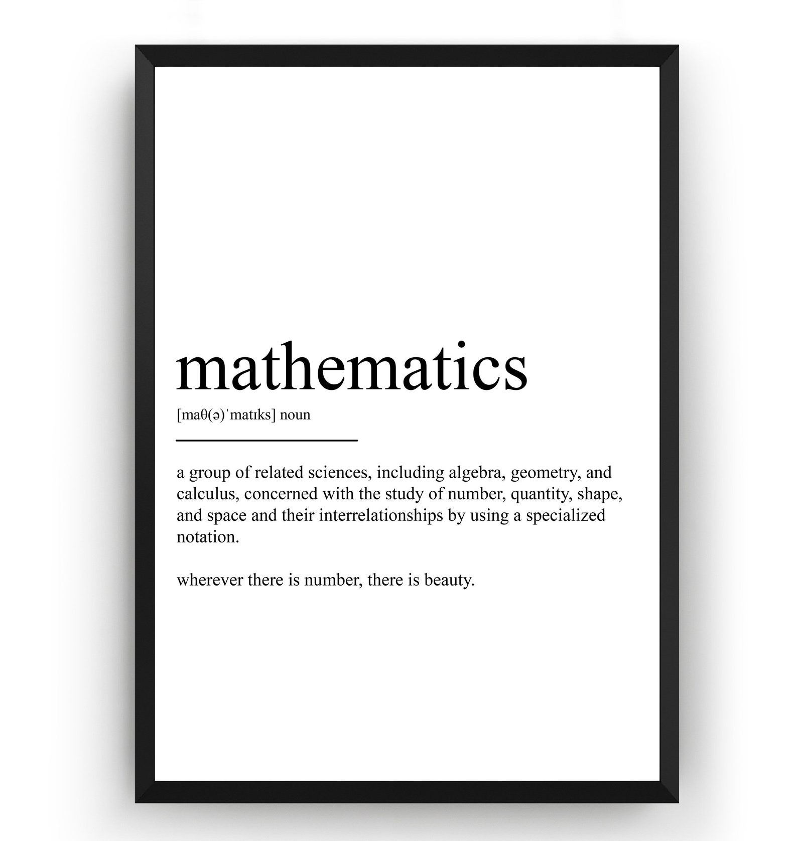 Mathematics Definition Print | Etsy