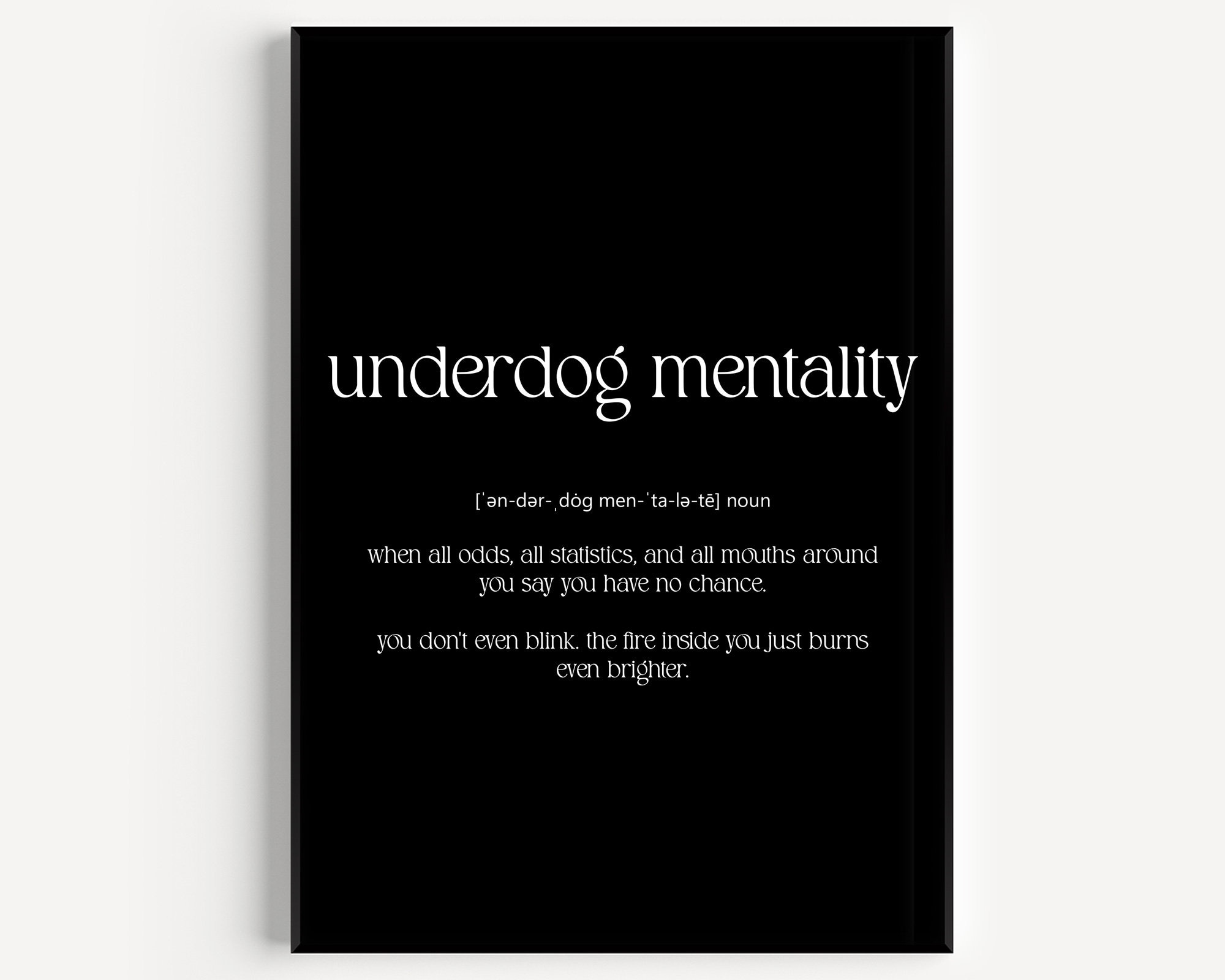 Underdog Mentality Definition Print - Etsy UK