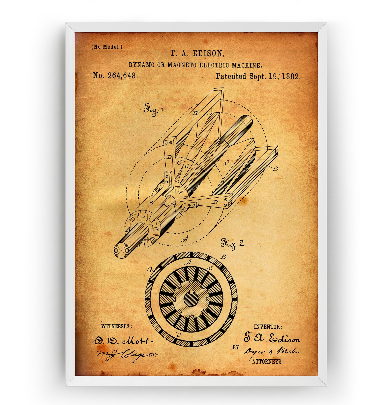 Thomas Edison Dynamo Electric Generator 1882 Patent Print - Etsy