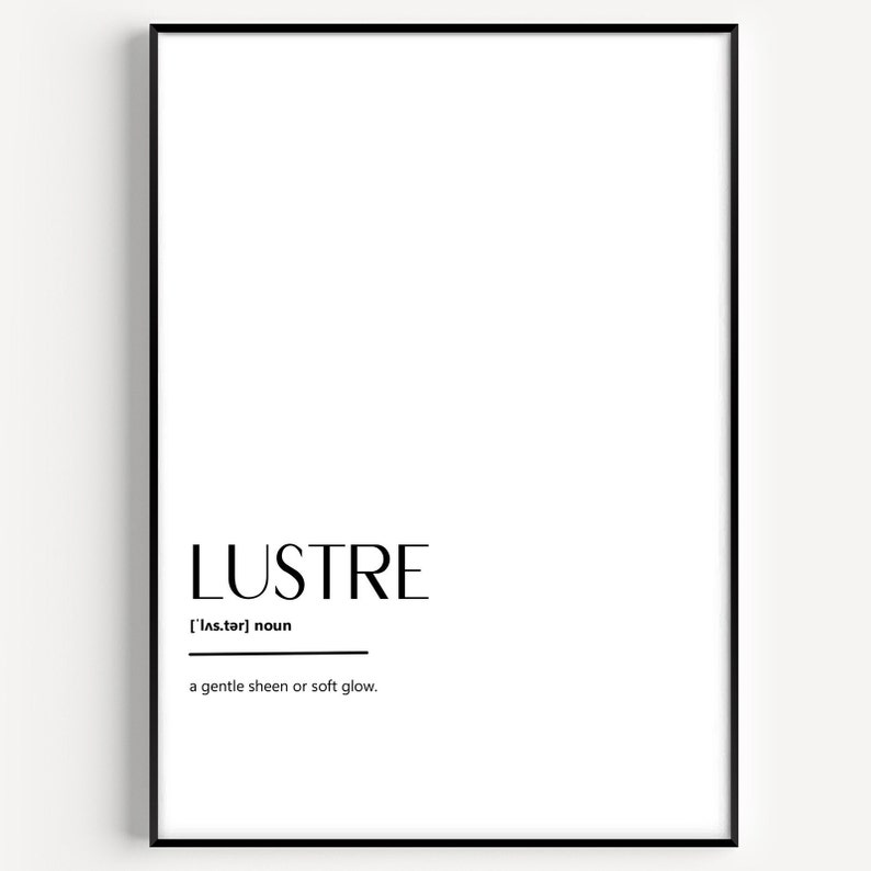 Lustre Definition Print - Etsy UK