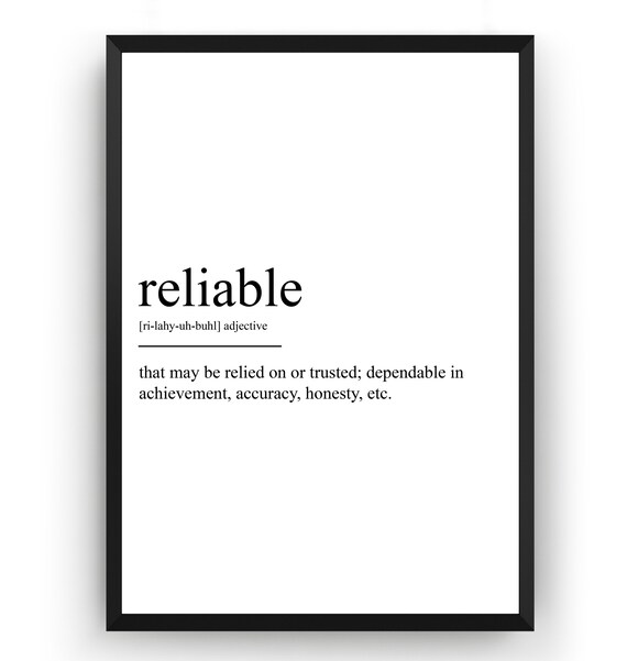 Reliable Definition Print Version 2 | Etsy