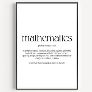 Mathematics Definition Print - Etsy UK