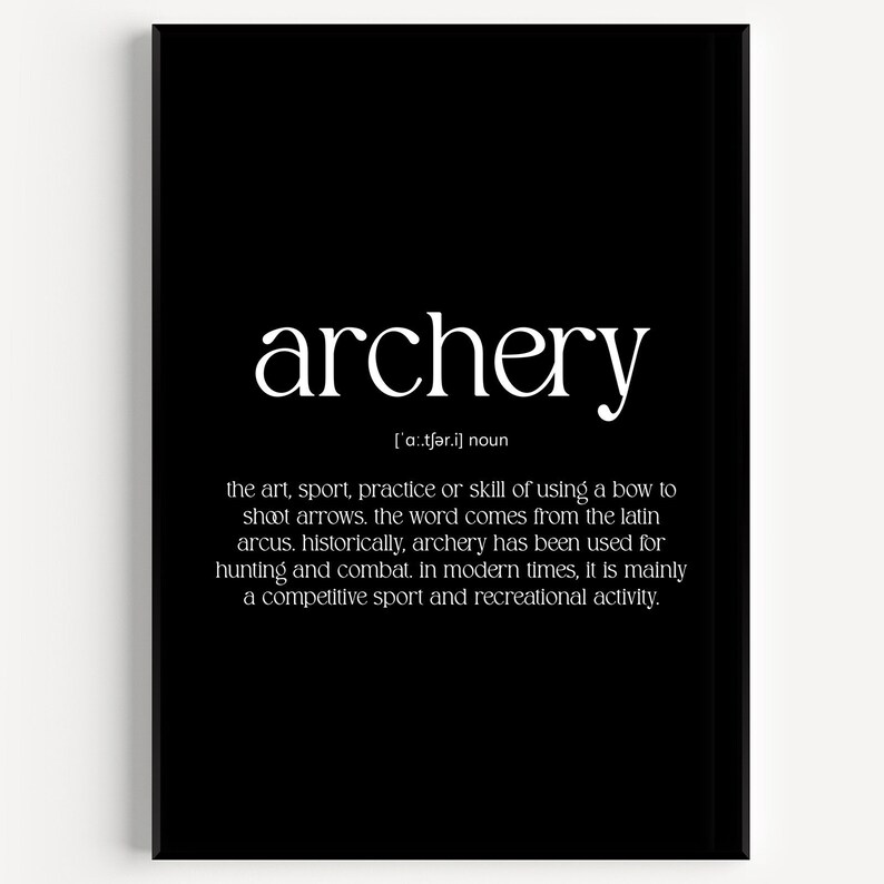 Archery Definition Print - Etsy
