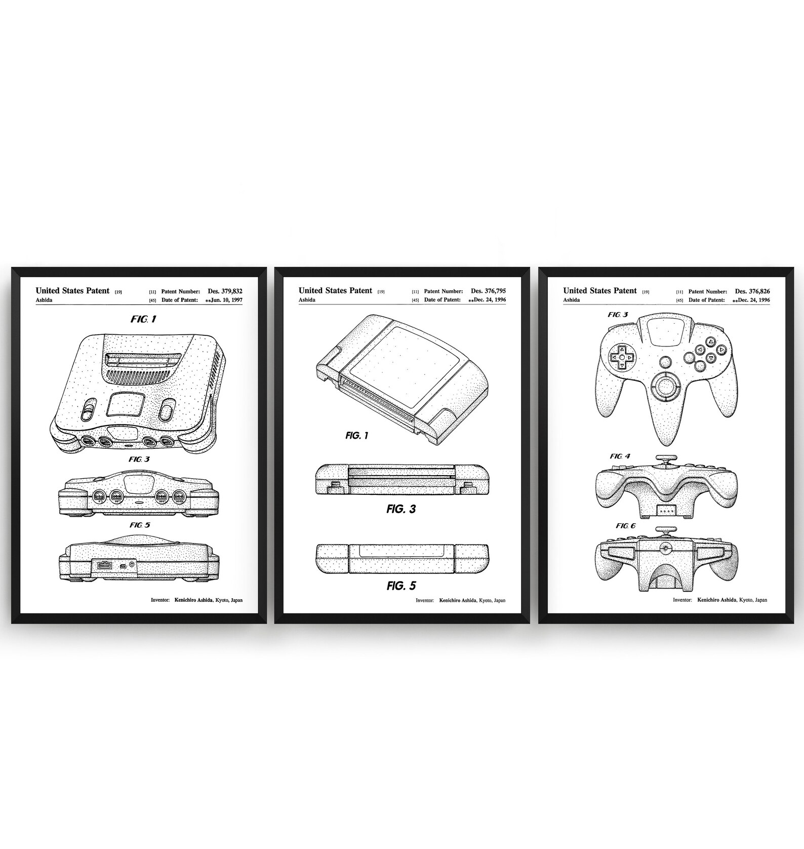 N64 Set of 3 Patent Prints Games Room Wall Art Blueprint - Etsy UK
