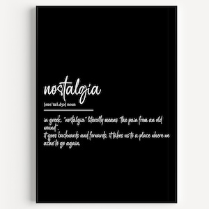 Nostalgia Definition Print - Etsy