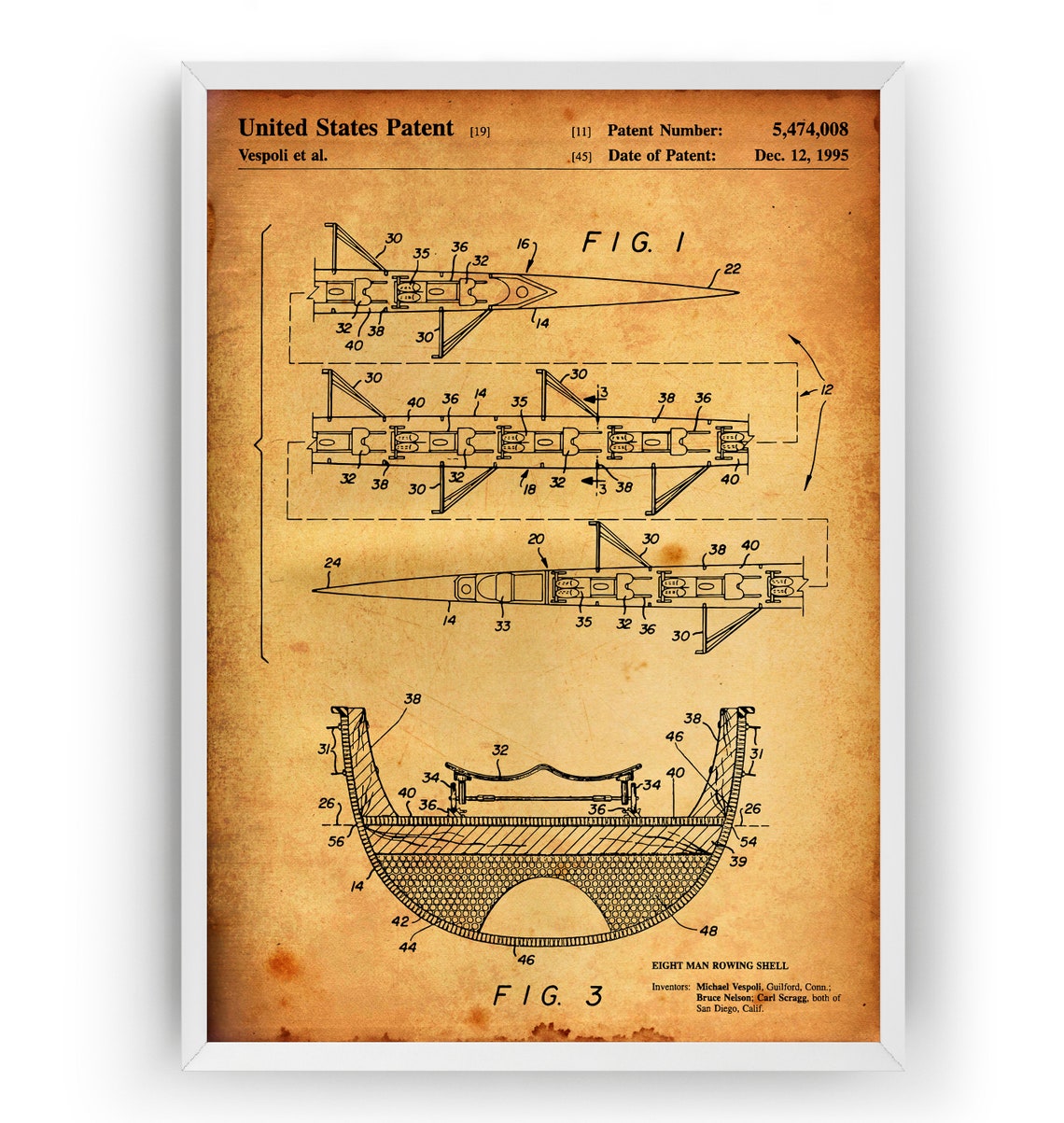 8 Man Rowing Shell 1995 Patent Print Wall Art Poster Lake - Etsy