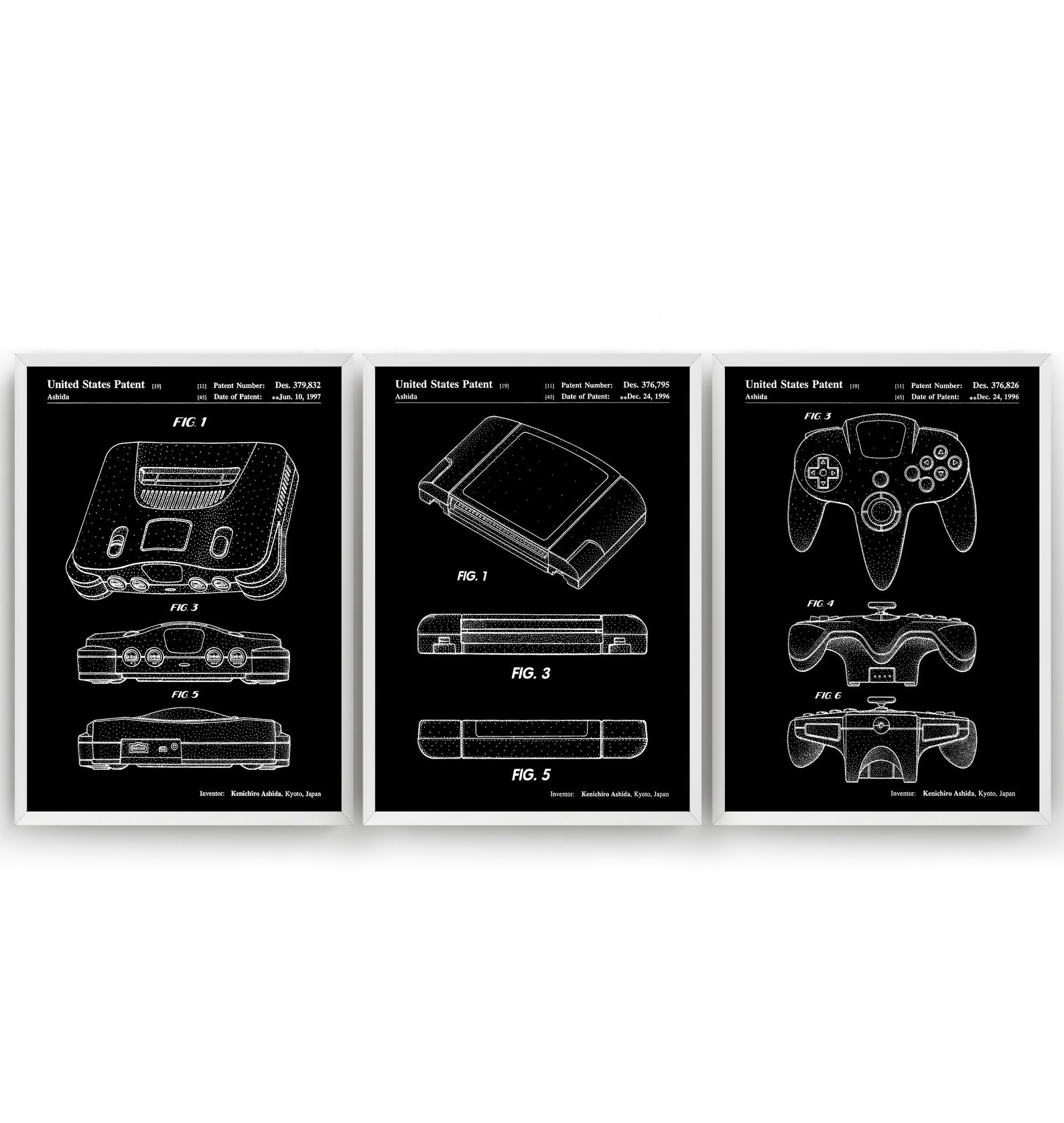 N64 Set of 3 Patent Prints Games Room Wall Art Blueprint - Etsy UK