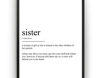 Sibling Definition Print | Etsy