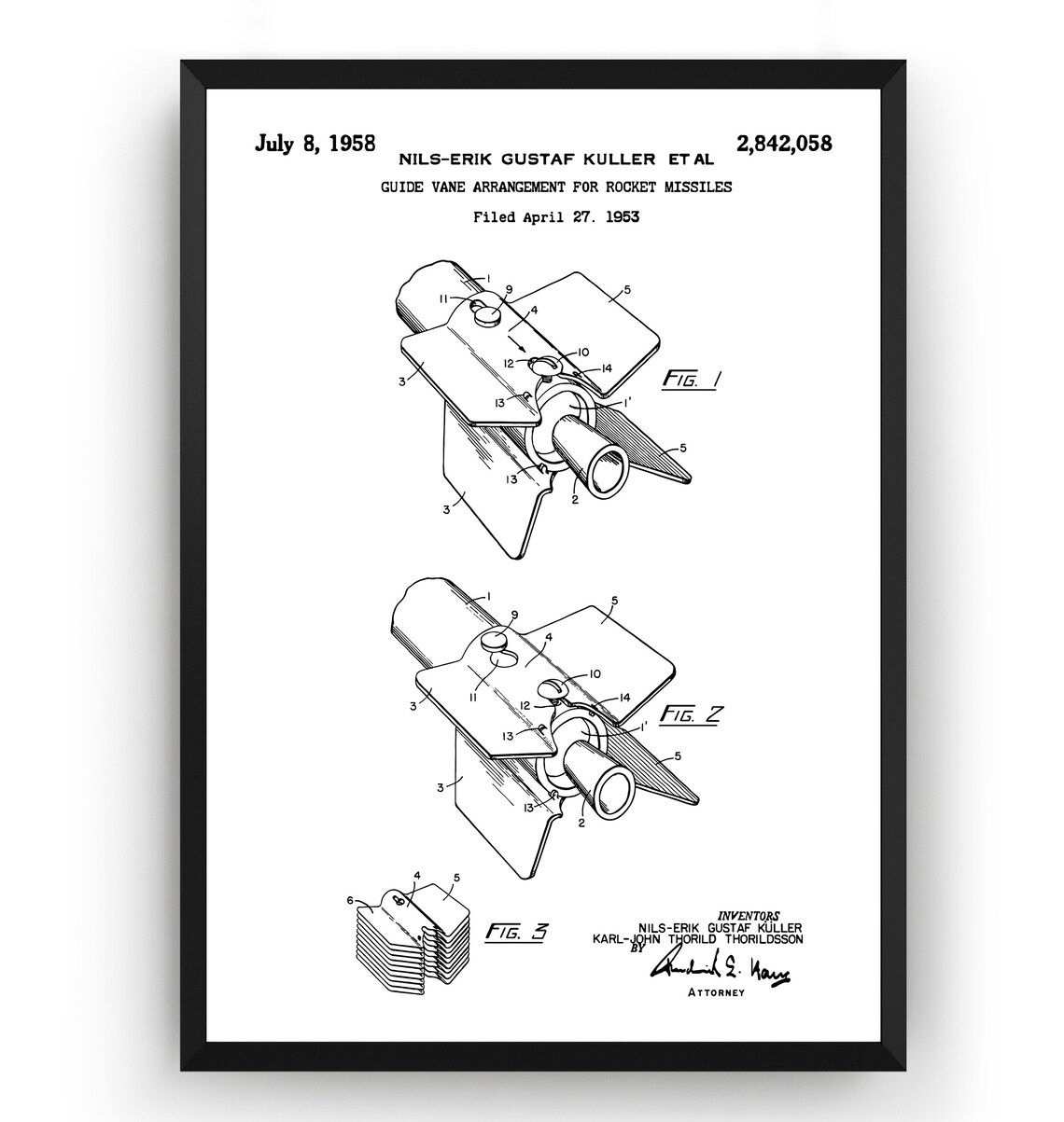 Guide Vane Arrangement for Rocket Missile 1958 Patent Print - Etsy
