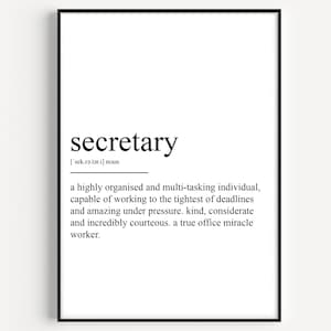 Secretary Definition Print - Etsy