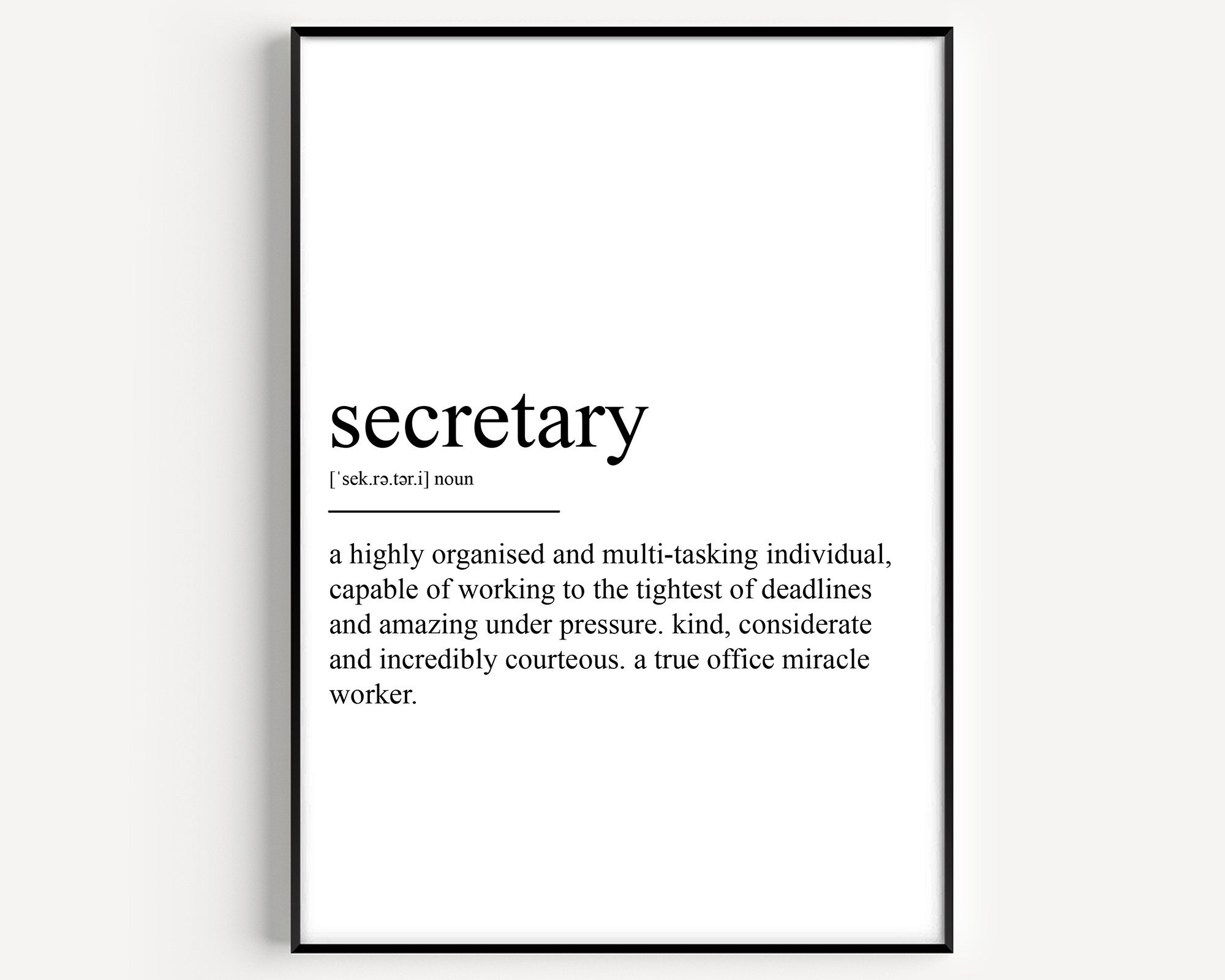 Secretary Definition Print - Etsy