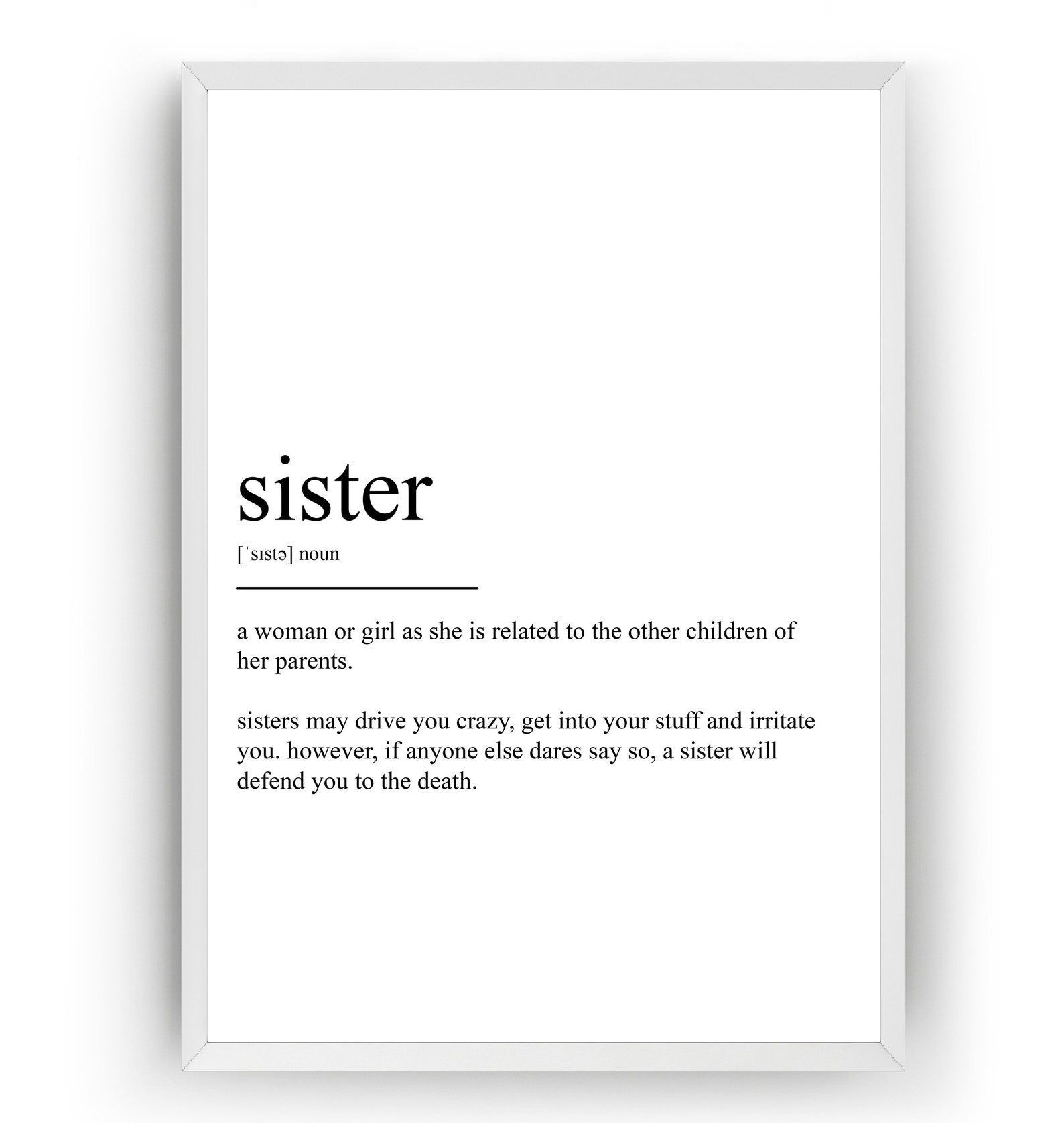 Sister Definition Print | Etsy