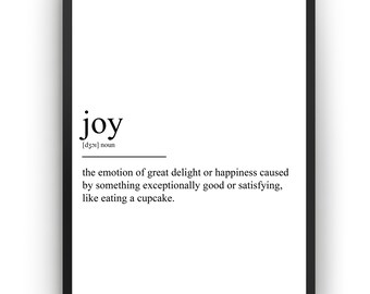 Joy Definition Print Sign Language Wall Art Printable Wall - Etsy