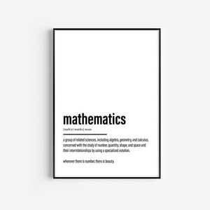 Mathematics Definition Print - Etsy UK