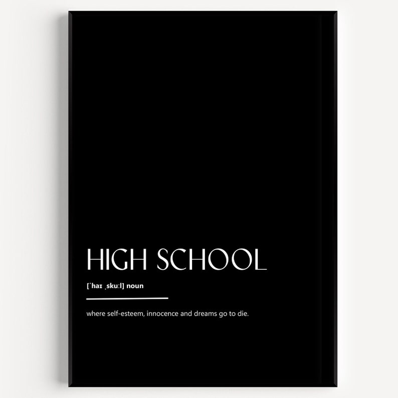 High School Definition Print - Etsy