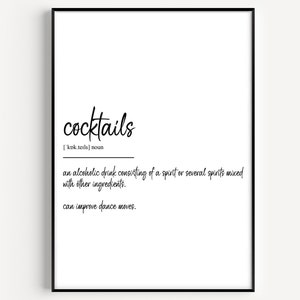 Cocktails Definition Print - Etsy UK