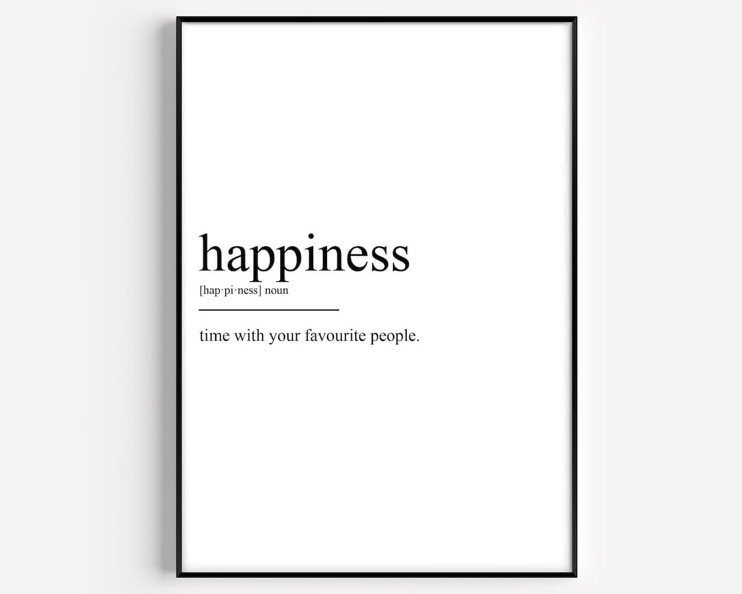 Happiness Definition Print Version 2 - Etsy