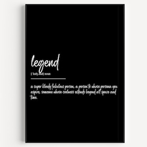 Legend Definition Print - Version 2 - Etsy