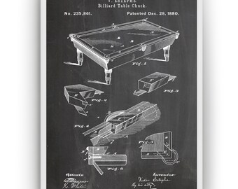 Blueprint Wall Art Pool Table - Etsy