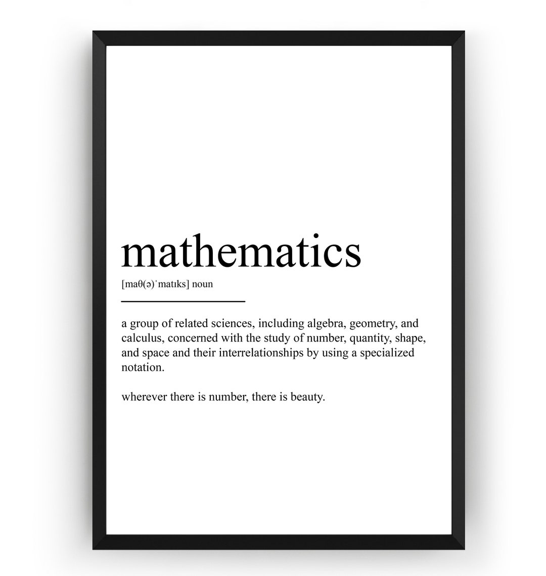 Mathematics Definition Print - Etsy
