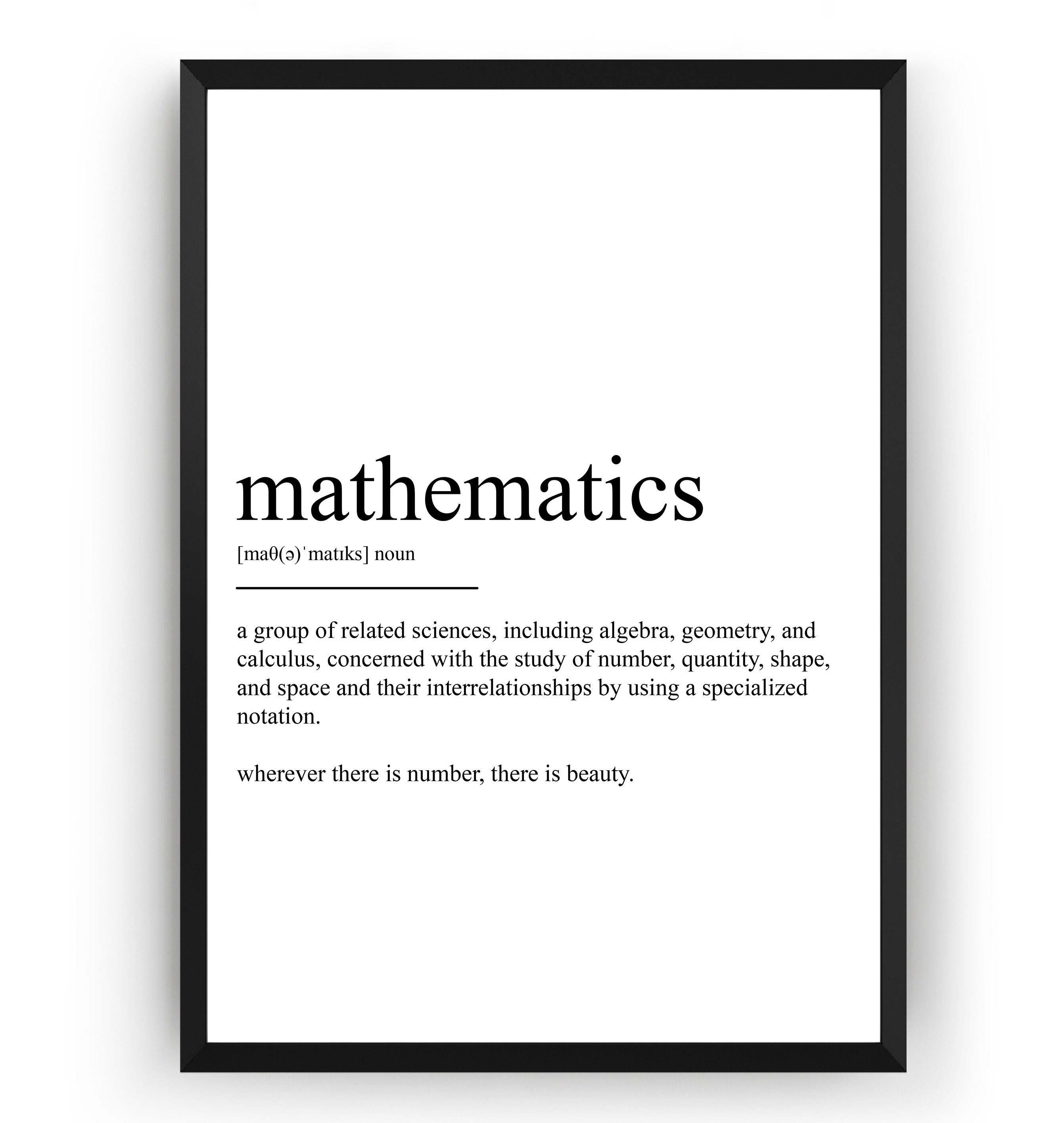 Mathematics Definition Print - Etsy UK