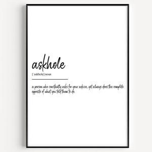 Askhole Definition Print - Etsy