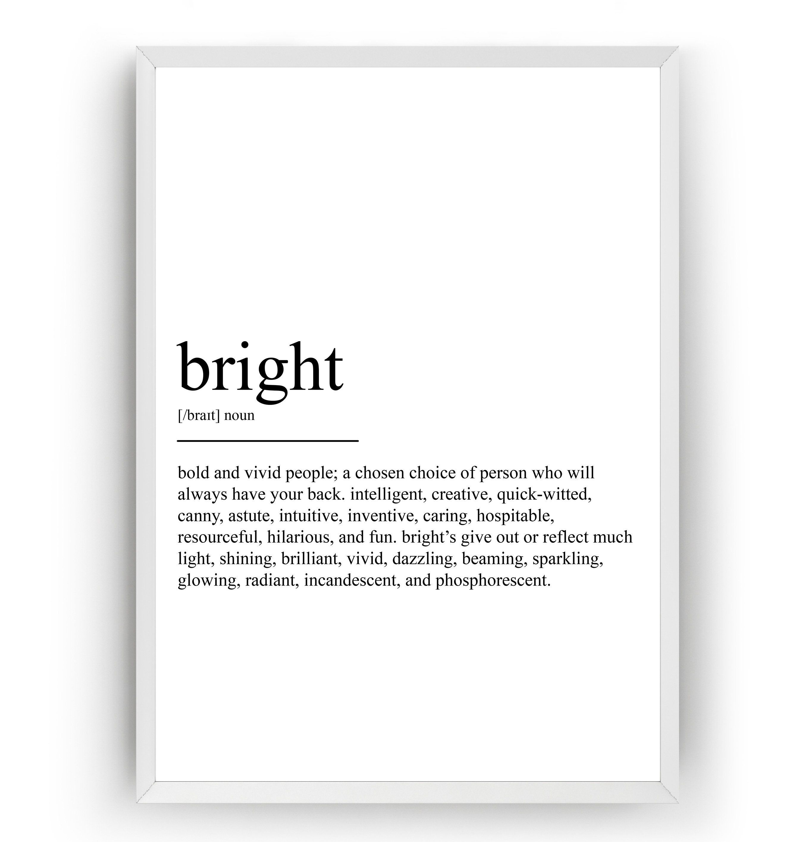 Bright Definition Print - Etsy