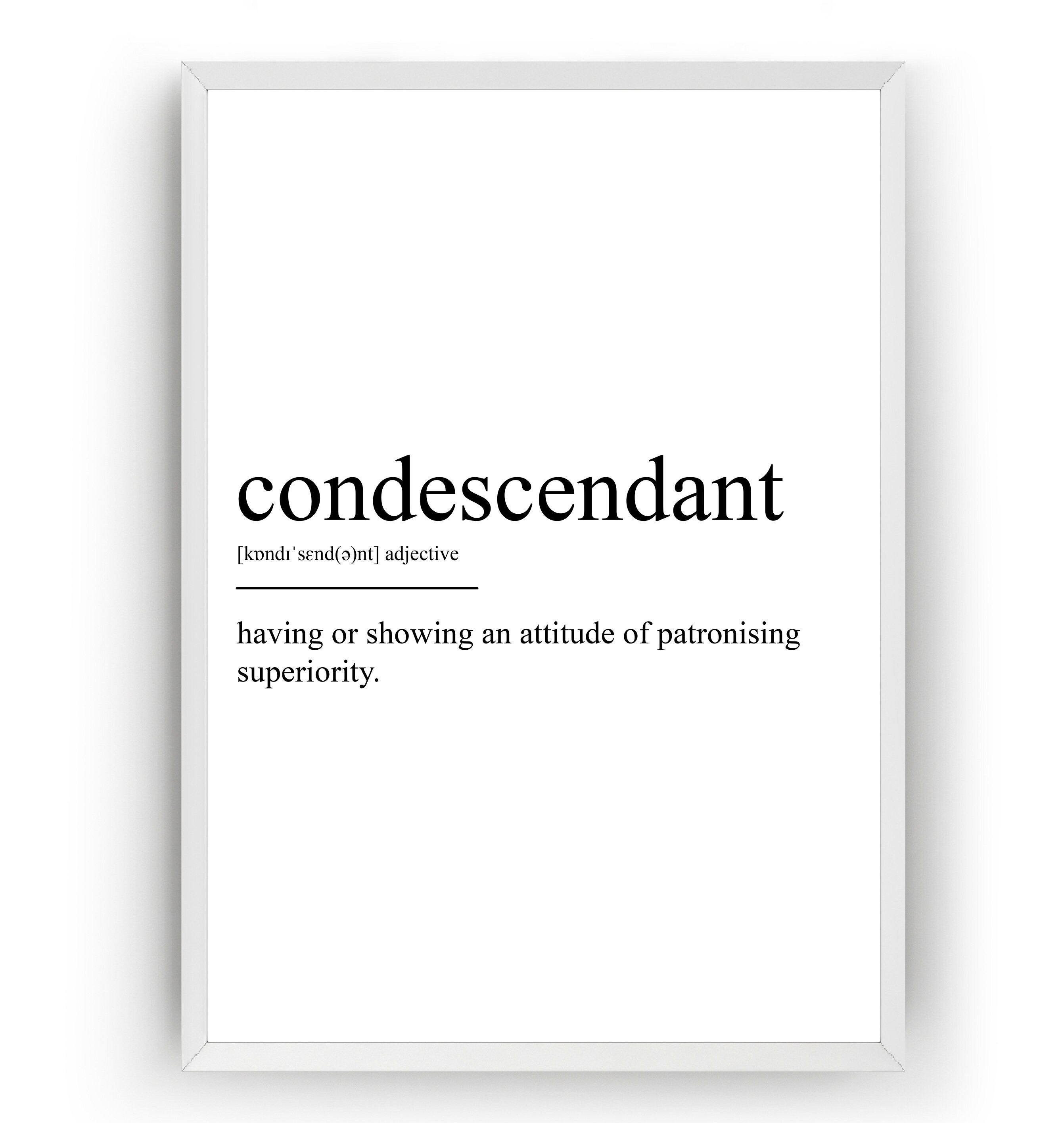 Condescendant Definition Print - Etsy Canada