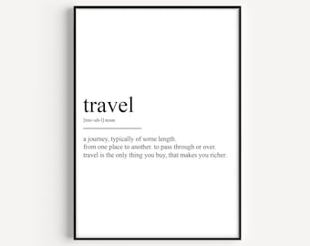 Yellow Travel Definition Print Printable Wall Art, Gift Idea ...