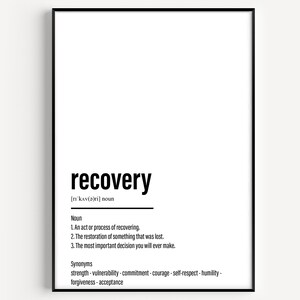 Recovery Definition Print - Etsy