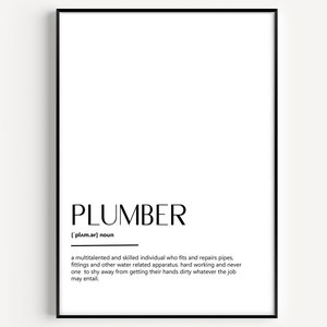 Plumber Definition Print - Etsy