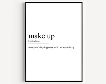 Definition Beauty Print, Linen Wall Art, Bedroom Decoration, Make up ...