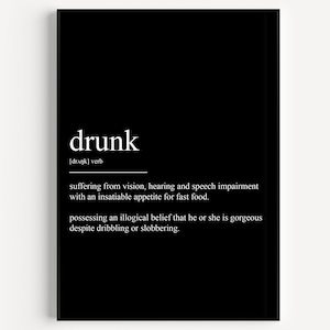 Drunk Definition Print - Etsy