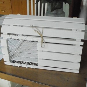 White Wood Wedding Lobster Trap Gift Card Box With Slots, Beach ...