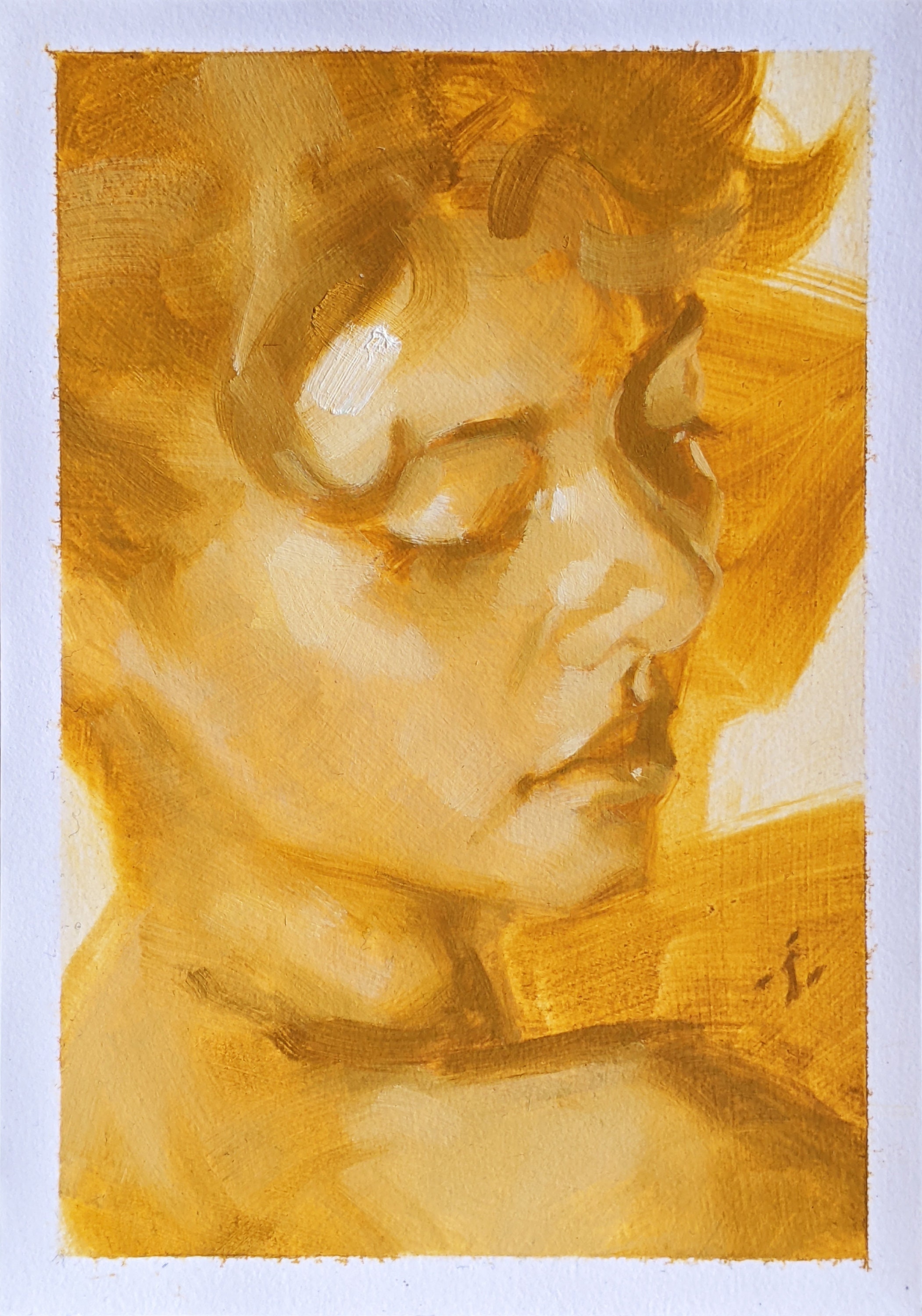 Original Monochromatic Portrait Painting 5 X 7.5 in (12.7 X 19 Cm) - Etsy