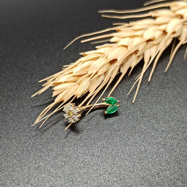 Rook Piercing Flower Sparkle Curved Barbell 14k Gold White - Etsy