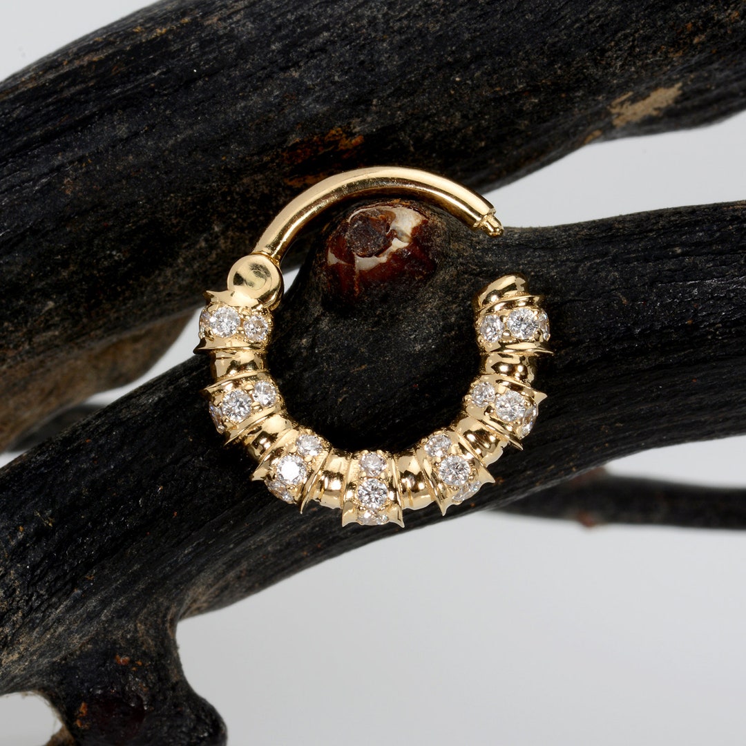 Cartilage Earring 14k Gold Diamond Ear Cuff Daith Earring Conch Jewelry ...